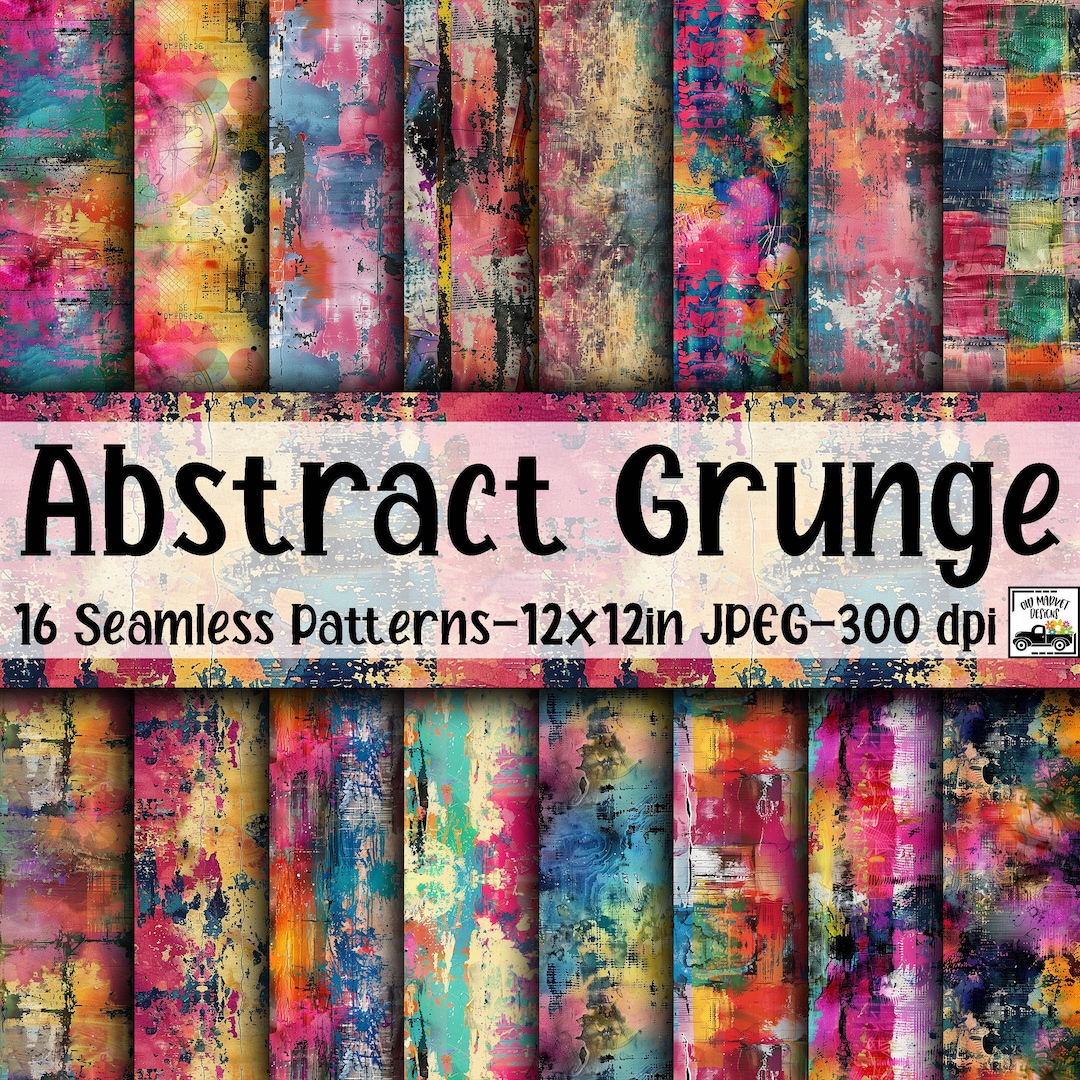 Abstract Grunge SEAMLESS Patterns - Abstract Grunge Digital Paper - 16 ...