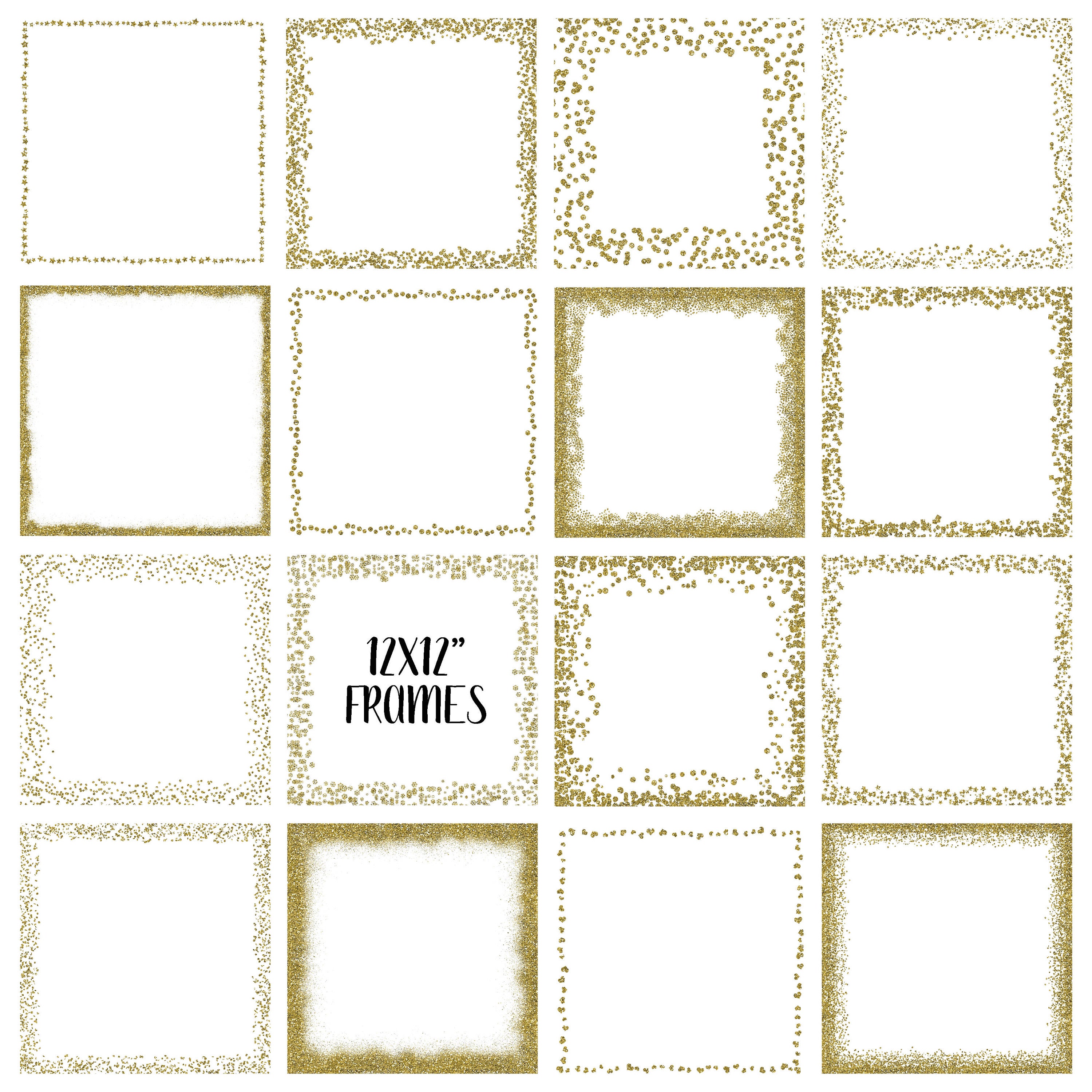 Gold Glitter Frames and Borders PNG Overlay Clipart Bundle - Etsy Canada