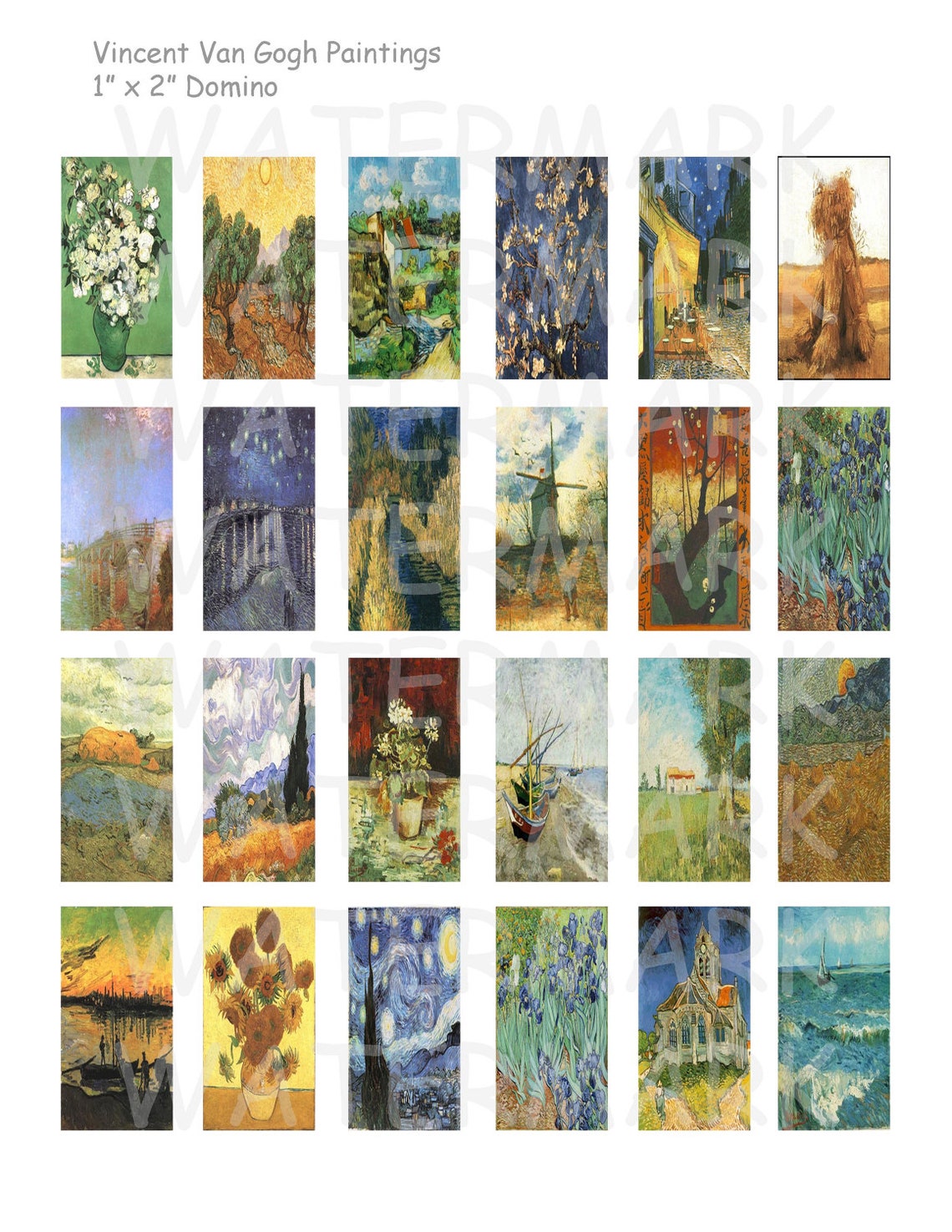 Vincent Van Gogh Paintings Digital Collage Sheet 1 X 2 | Etsy