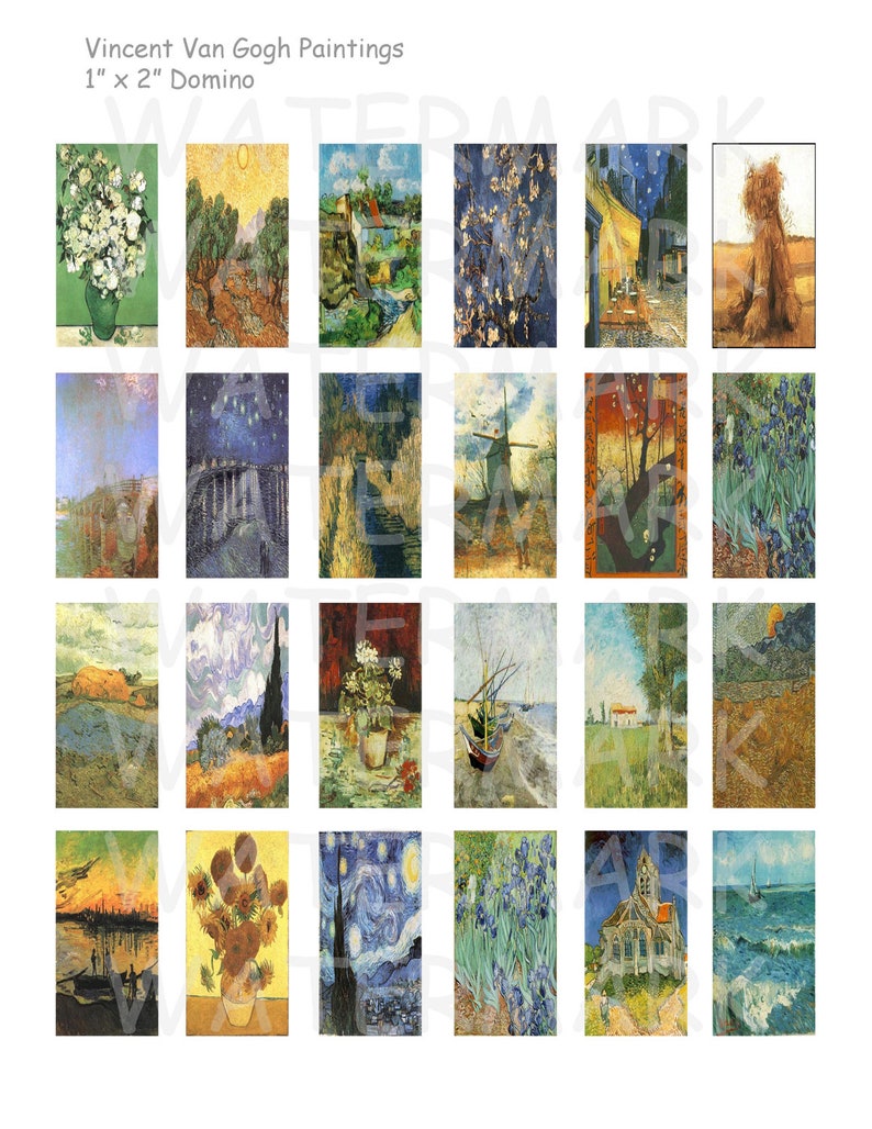 Vincent Van Gogh Paintings Digital Collage Sheet 1 X 2 | Etsy