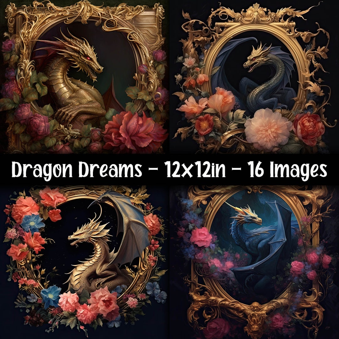 Dragon Dream Digital Paper - Dark Dragon Backgrounds - Dragon Junk ...