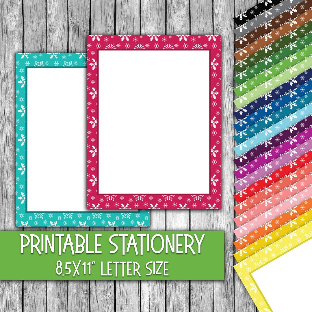 Printable Christmas Stationery - Colorful Snowflakes Christmas Letter ...