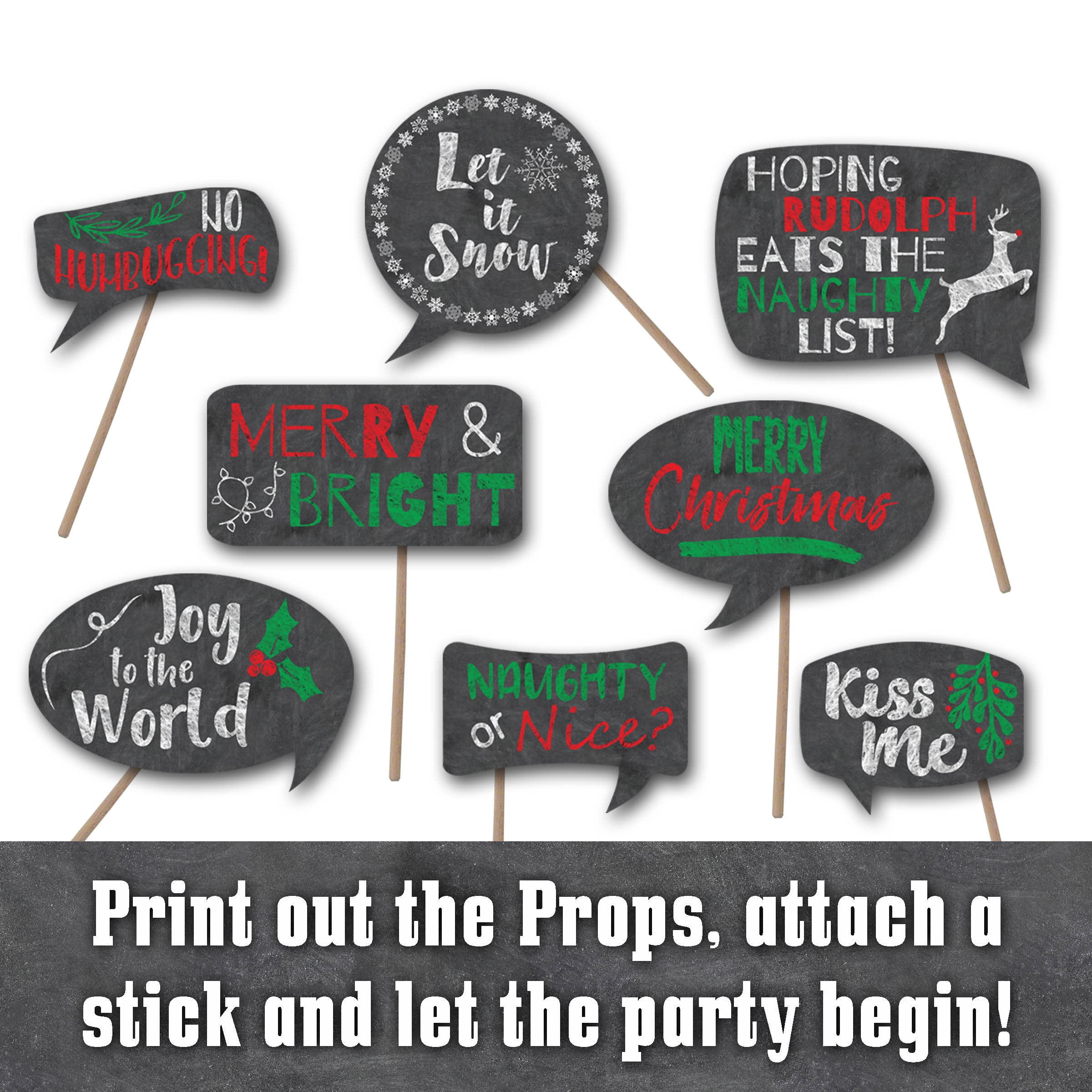 Christmas Chalkboard Signs Photo Booth Props Printable - Etsy