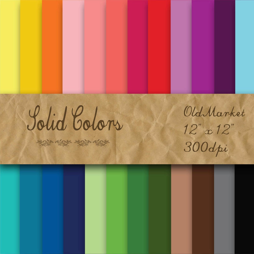 Solid Colors Digital Paper - Colorful Solid Backgrounds - 24 Colors ...