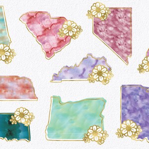 50 States Watercolor Clip Art Bundle - States Watercolor Sublimation ...