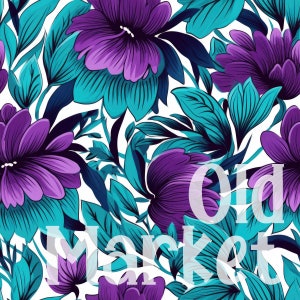 Purple and Teal Floral SEAMLESS Patterns - Purple and Teal Flowers ...