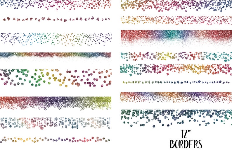Rainbow Glitter Frames and Borders Clip Art PNG Overlay - Etsy