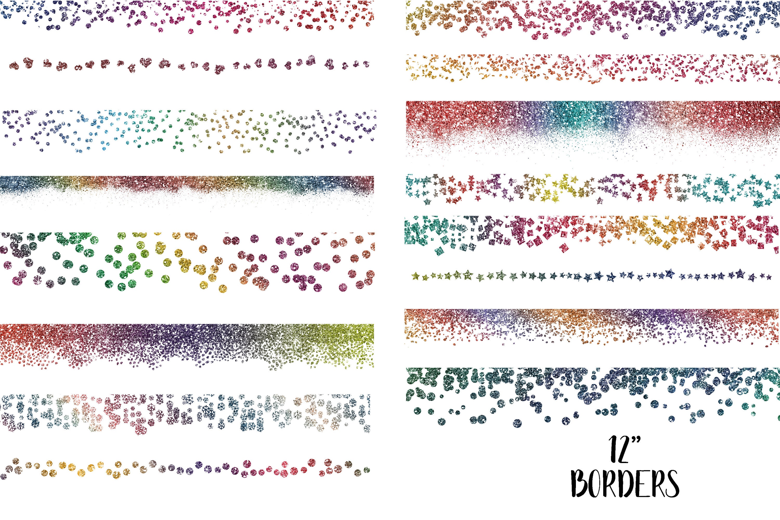 Rainbow Glitter Frames and Borders Clip Art PNG Overlay - Etsy