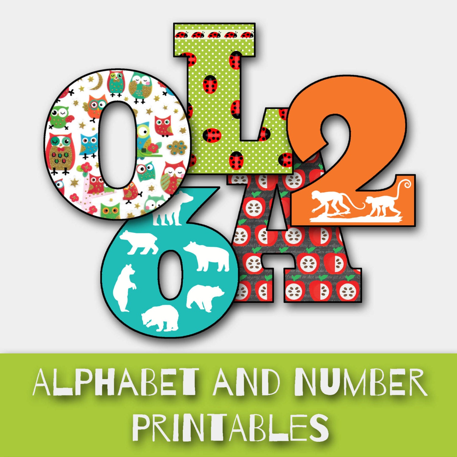 ABC Alphabet and Number Set - PDF File - Fridge Magnets - DIY Felt ...
