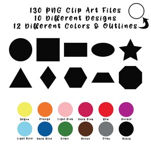 Basic Shapes Clip Art - 2D - Commercial Use Clipart - 130 Images in PNG ...