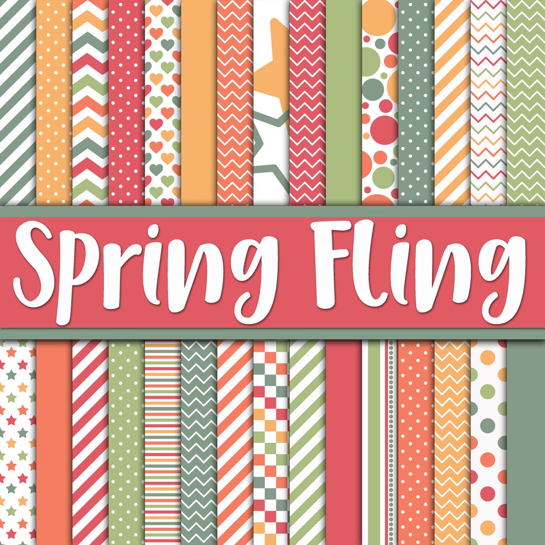 Spring Fling Digital Paper - Colorful Spring and Easter Design ...