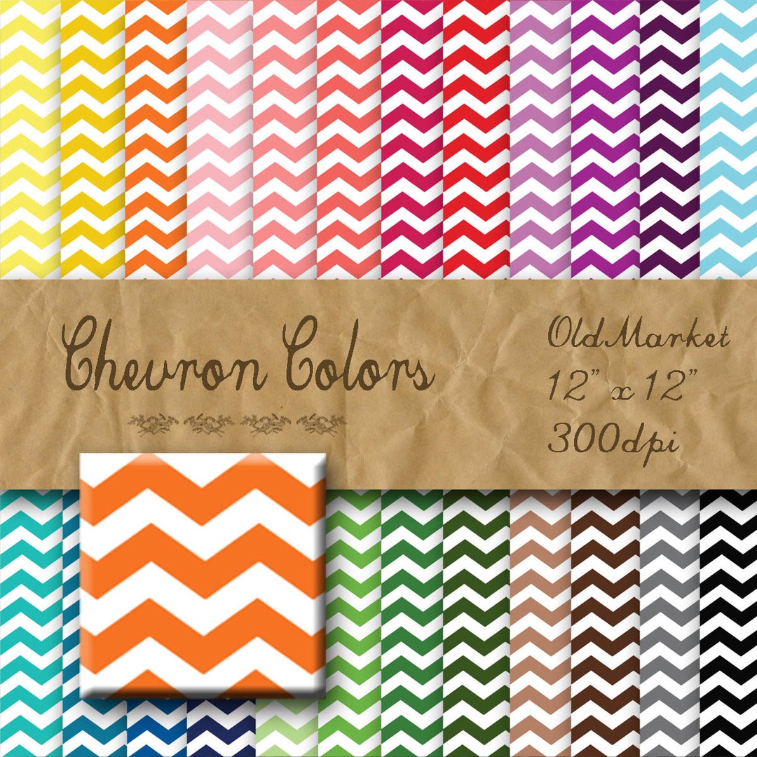 Chevron Colors Digital Paper - Chevron Design Backgrounds - 24 Colors ...