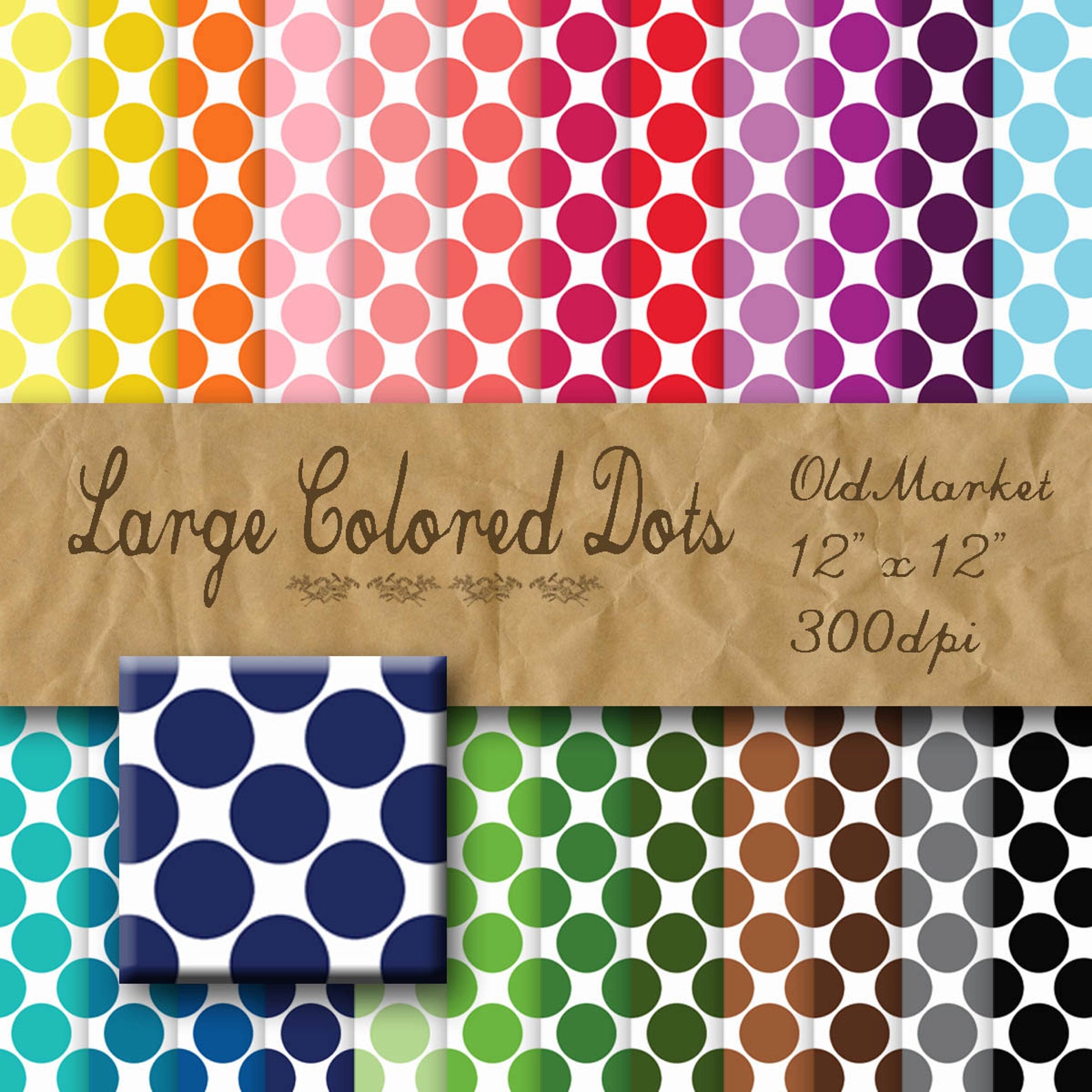 Large Colored Dots Digital Paper Colorful Polka Dot - Etsy