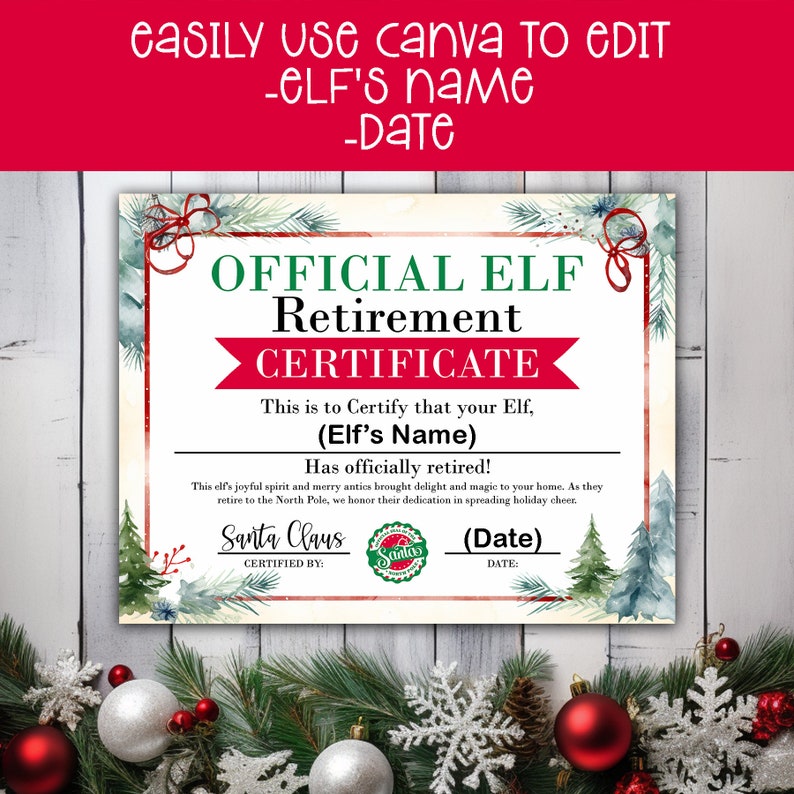 Christmas Elf Retirement Letter - Editable Elf Retirement Letter ...