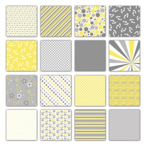 Baby Digital Paper in Yellow and Gray - Digital Paper Pack - 16 Designs ...
