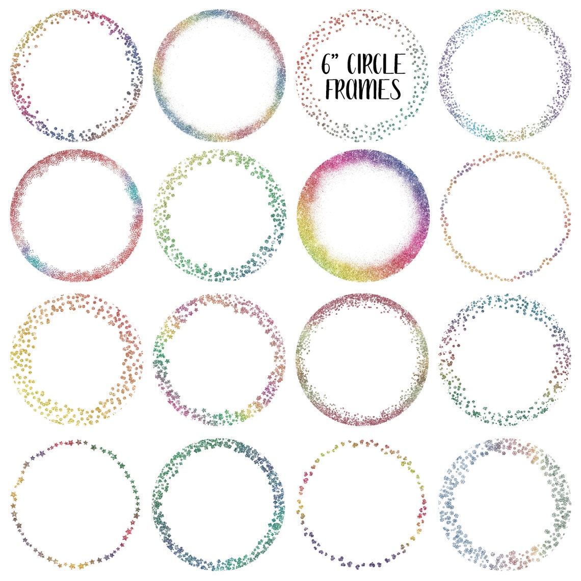 Rainbow Glitter Frames and Borders Clip Art PNG Overlay - Etsy