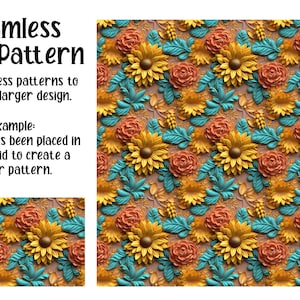 3d Sunflowers - 3d Flower Seamless Patterns - 16 Designs - 12x12in ...