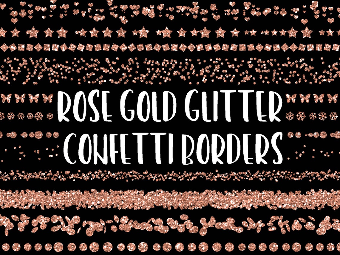 Rose Gold Glitter Confetti Borders Glitter Confetti Clipart | Etsy