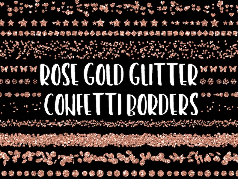 Rose Gold Glitter Confetti Borders Glitter Confetti Clipart | Etsy