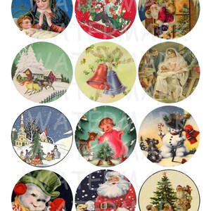 Vintage Christmas Digital Collage Sheet - 2.5" Inch Round Circles ...