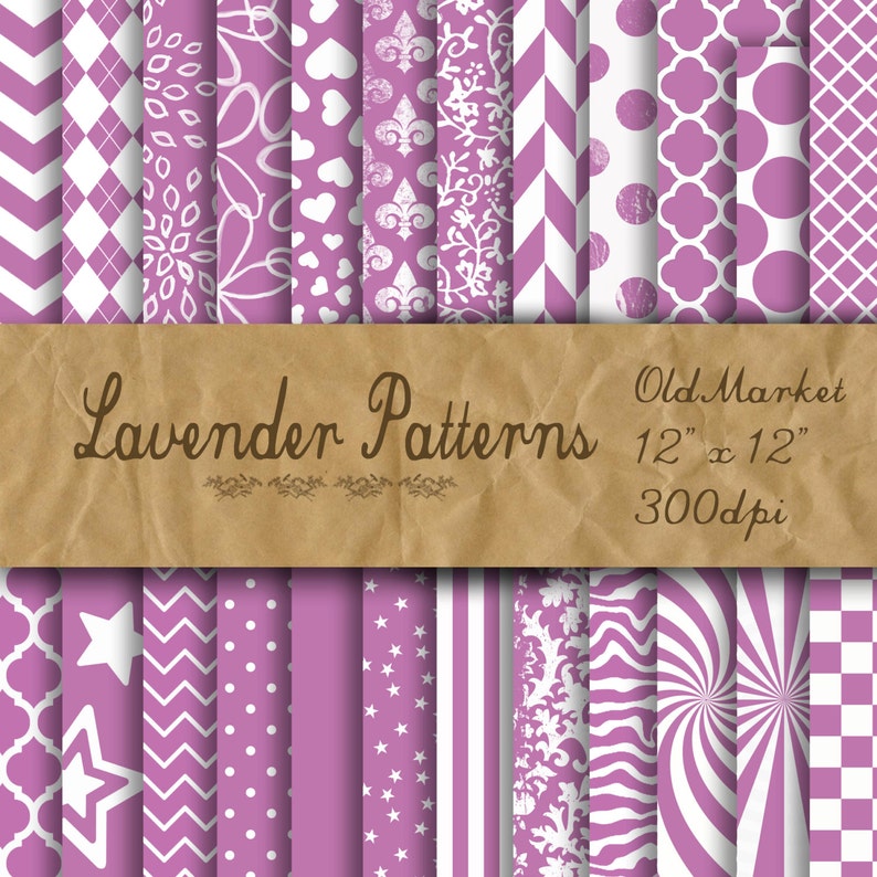 Lavender Patterns Digital Paper - Purple Patterned Backgrounds - 24 ...