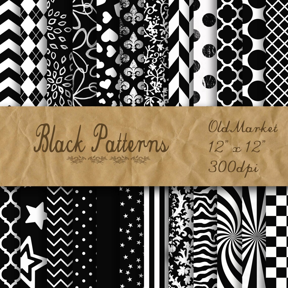 Black Patterns Digital Paper Black Patterned Backgrounds - Etsy