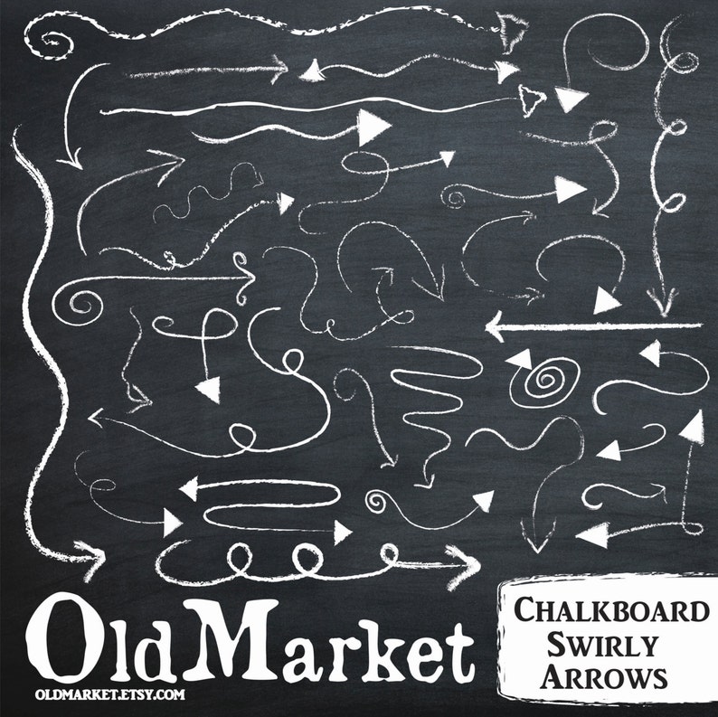 Chalkboard Arrows Clip Art Swirly Arrows Clipart Set - Etsy