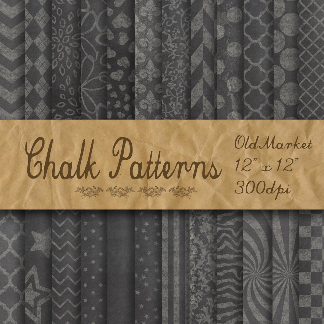 Chalk Patterns Digital Paper - Chalkboard Backgrounds - 24 Textured ...