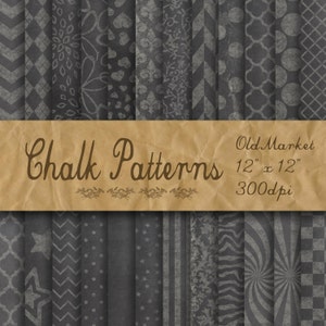 Chalk Patterns Digital Paper - Chalkboard Backgrounds - 24 Textured ...