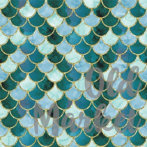 Watercolor Mermaid Scales Digital Paper Designs - Scallop Design ...