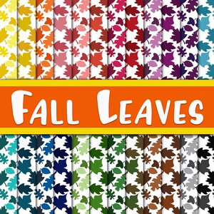 Fall Leaves Digital Paper - Autumn Leaves Scrapbook Paper Pack - 24 ...