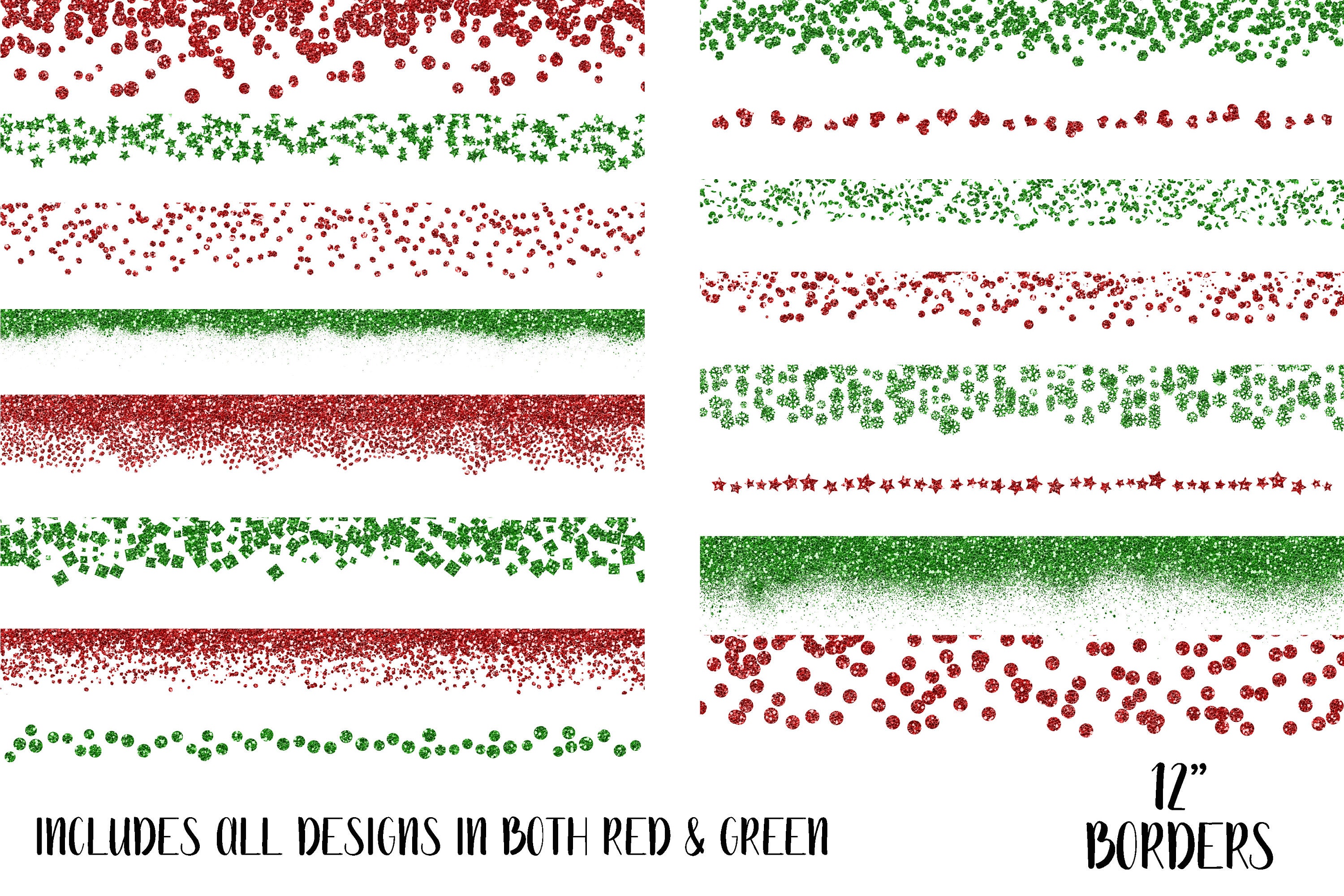 Christmas Glitter Frames and Borders PNG Overlay Clipart Bundle ...