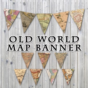 Old World Map Printable Banner - Includes 3 Sizes - Instant Download - Etsy