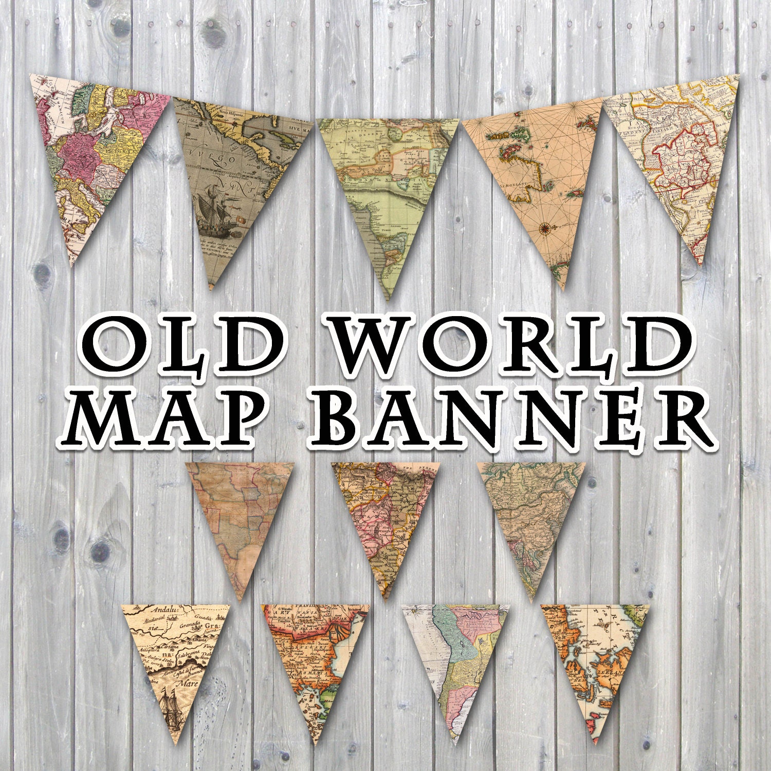 Old World Map Printable Banner - Includes 3 Sizes - Instant Download - Etsy