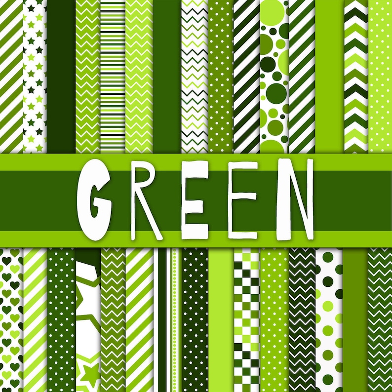 Green Digital Paper Shades of Green Backgrounds St - Etsy