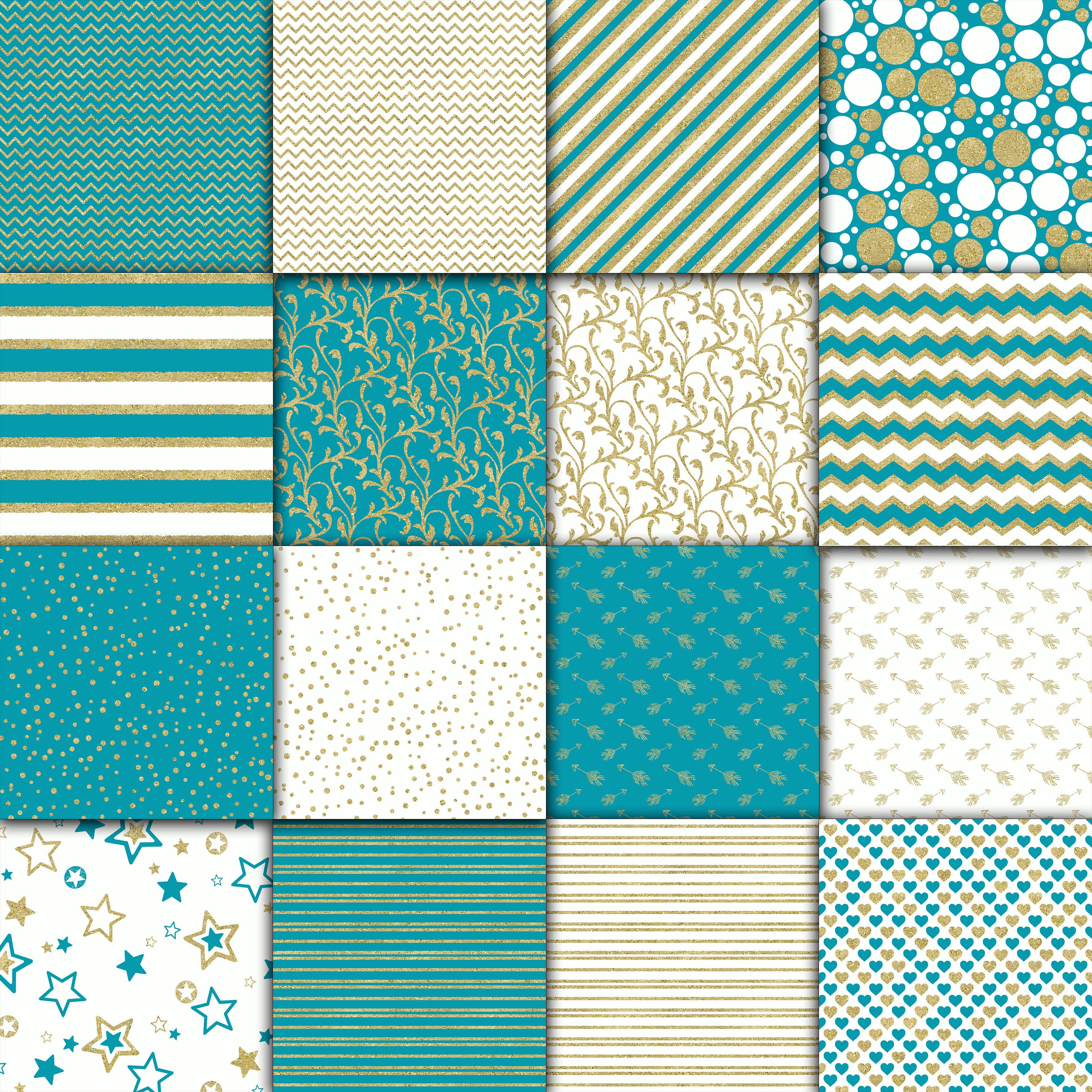 Blue and Gold Digital Paper - Blue and Gold Glitter Textures and ...