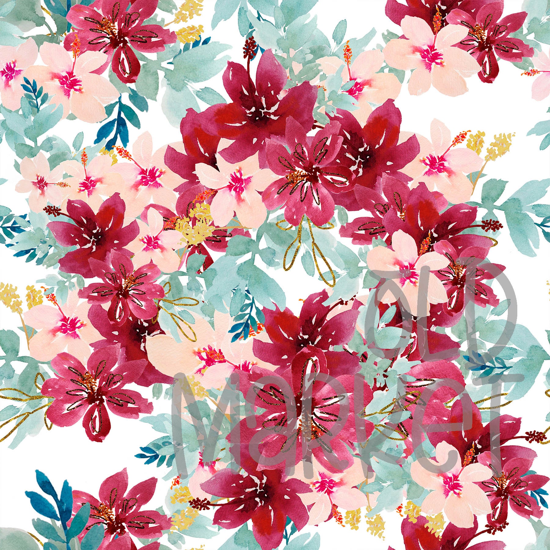 Floral Medley Digital Paper SEAMLESS Watercolor Flower - Etsy