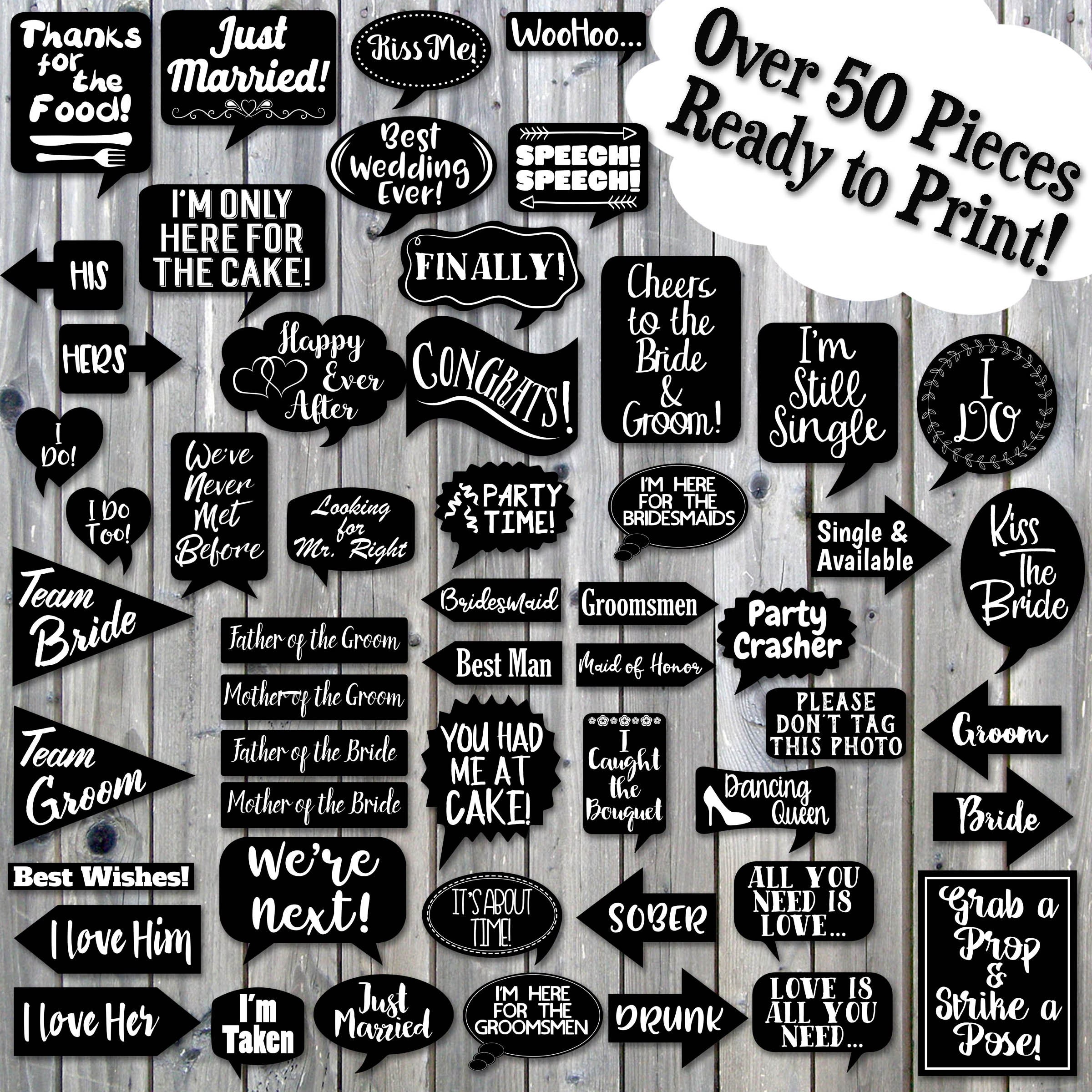 Wedding Photo Booth Prop Signs and Decorations Black With | Etsy