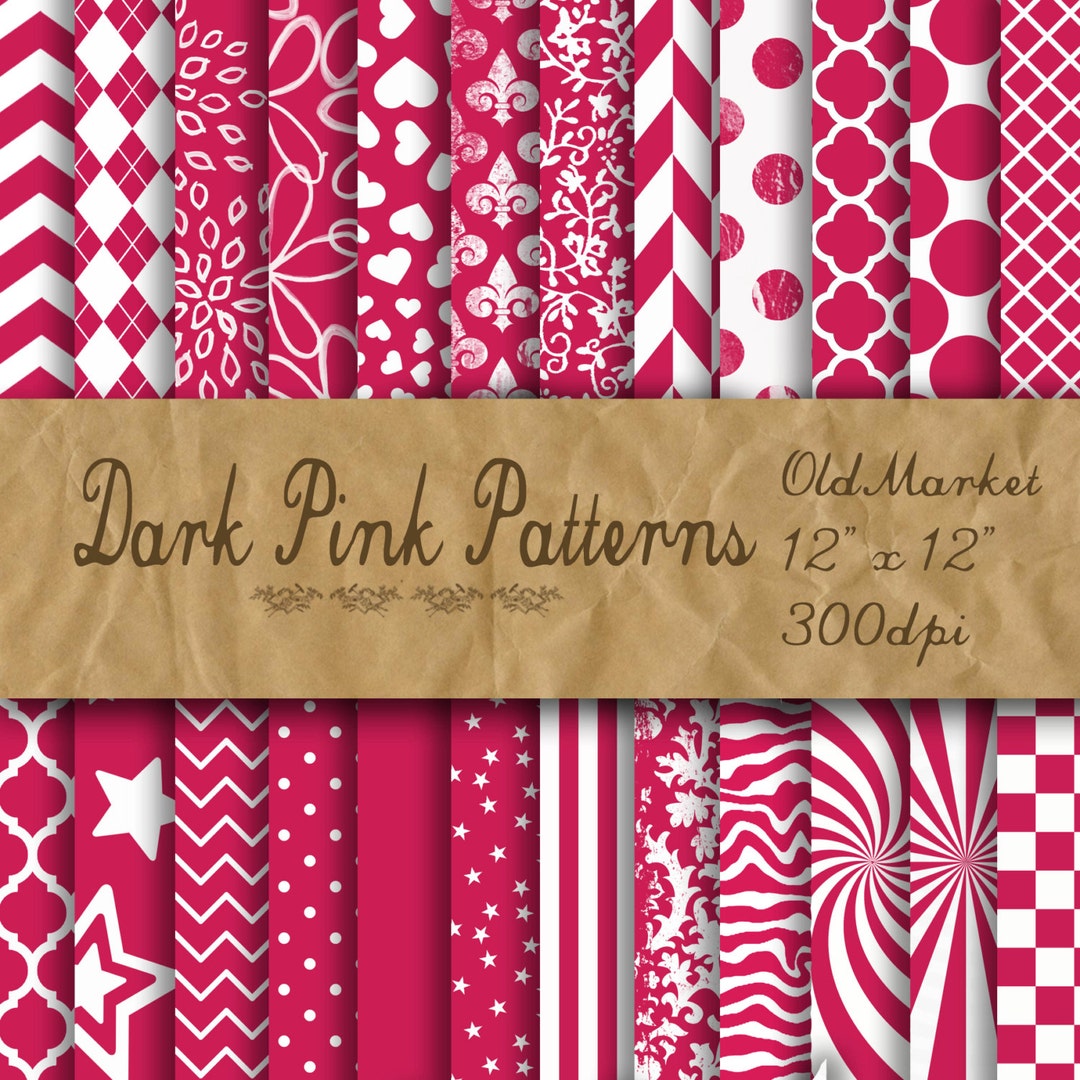 Dark Pink Patterns Digital Paper - Pink Patterned Backgrounds - 24 ...