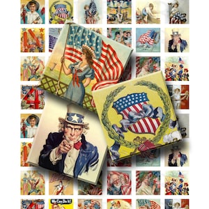 Vintage Patriotic - Digital Collage Sheet - 1 Inch (1 X 1) - INSTANT ...