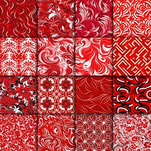 Red SEAMLESS Patterns - Shades of Red Digital Paper - 16 Designs ...