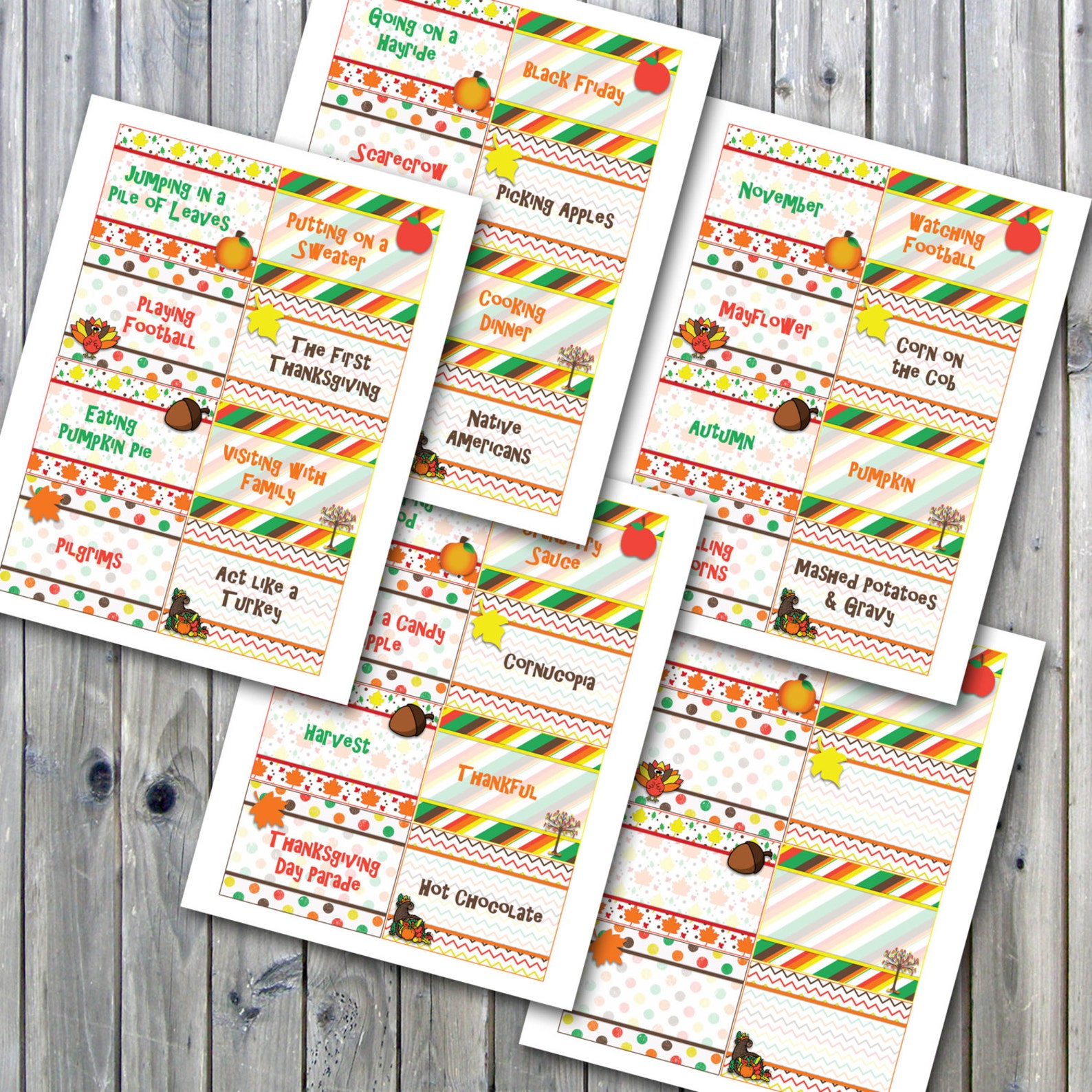 Autumn Charades Party Game Printable - PDF Printable - 32 Different ...