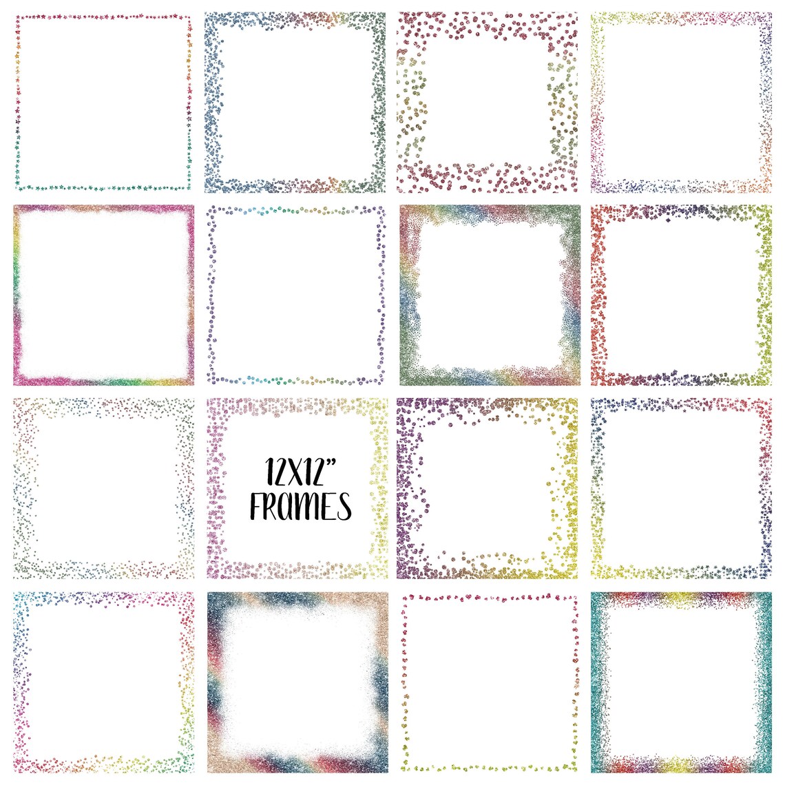 Rainbow Glitter Frames and Borders Clip Art PNG Overlay - Etsy