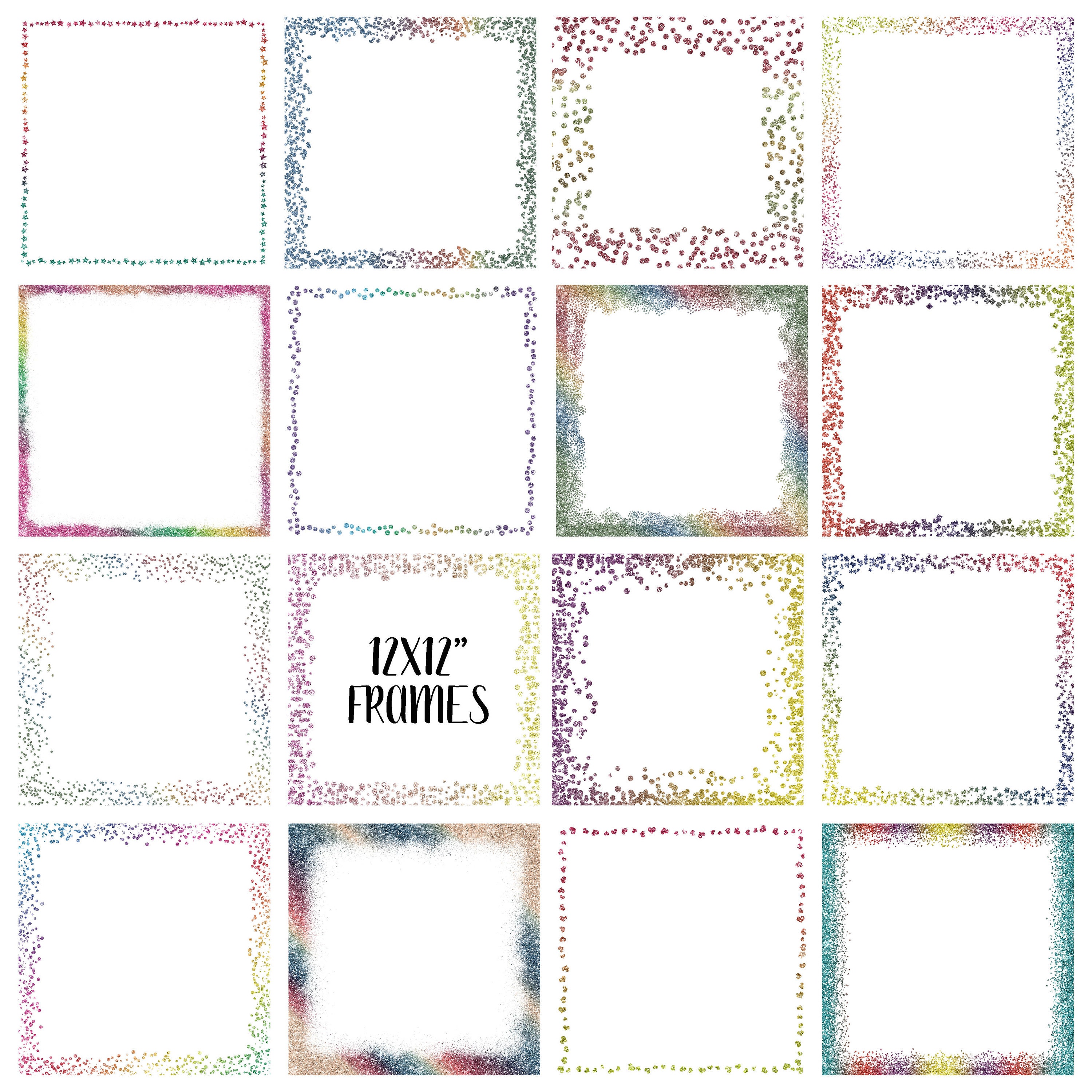 Rainbow Glitter Frames and Borders Clip Art - PNG Overlay Clipart ...