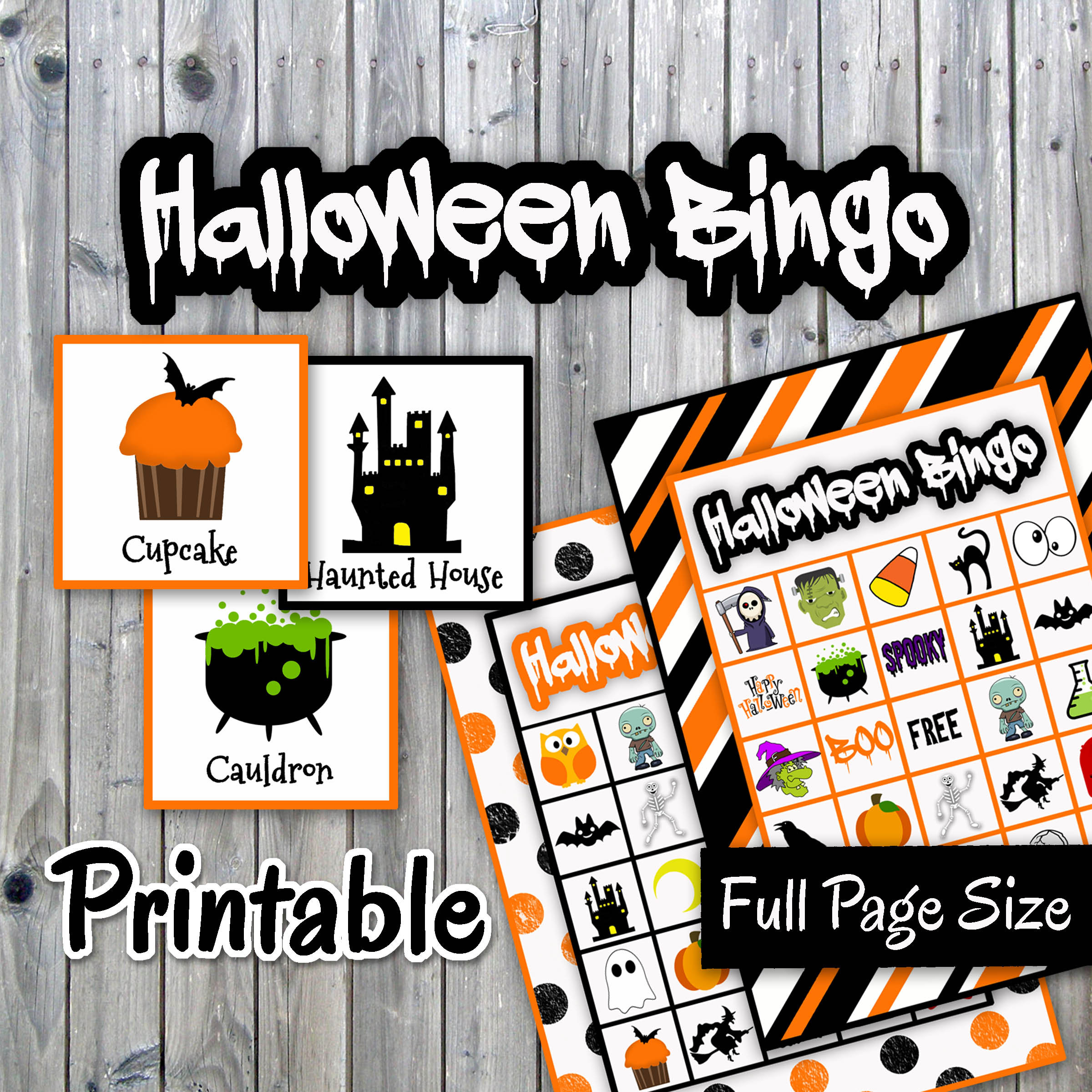 Halloween Bingo Printable PDF - 30 Different Cards - FULL Page Size ...