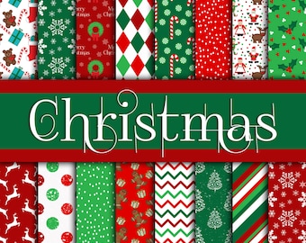 Christmas Digital Paper - Etsy