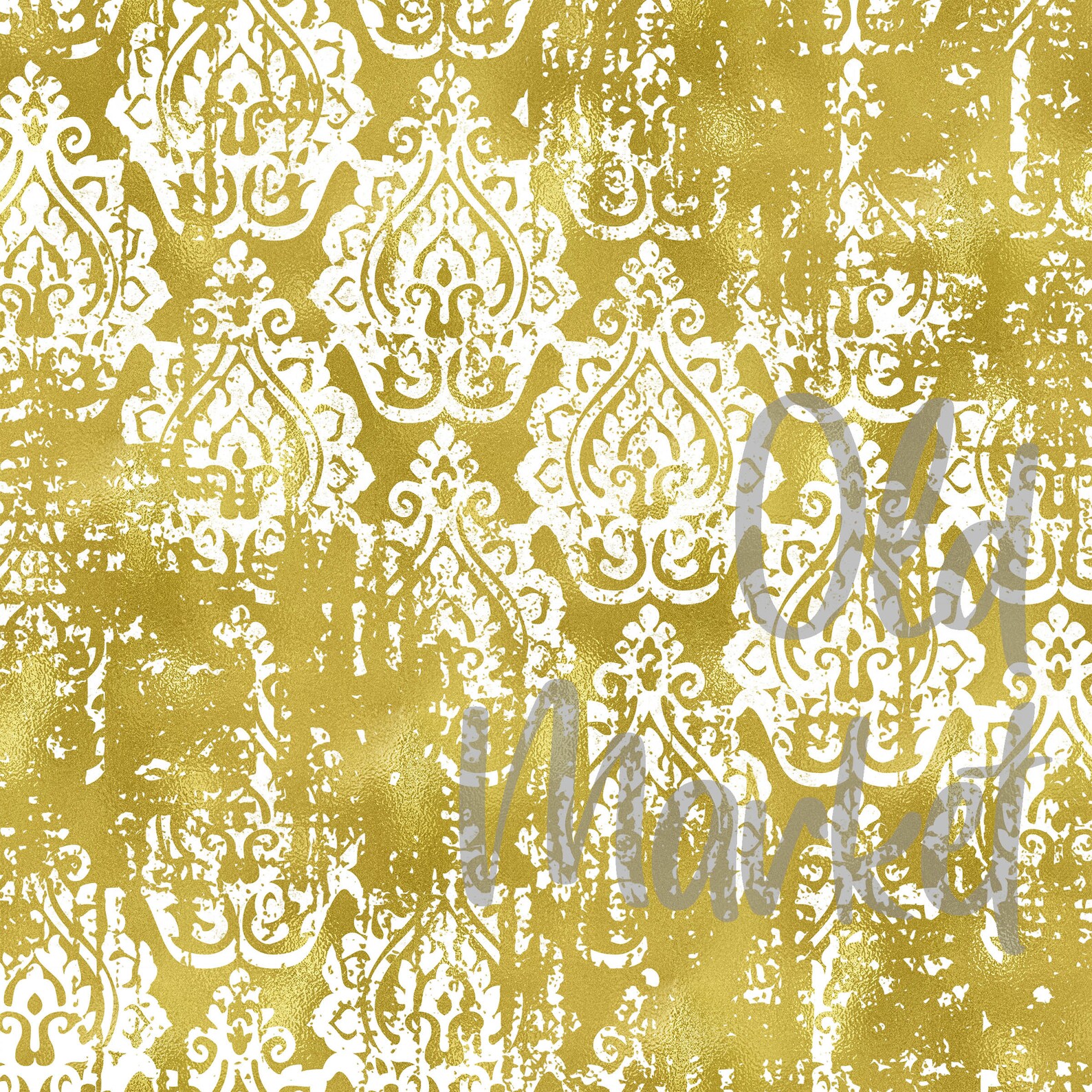 Grungy Gold and White Damask Digital Paper - Damask Textures and ...