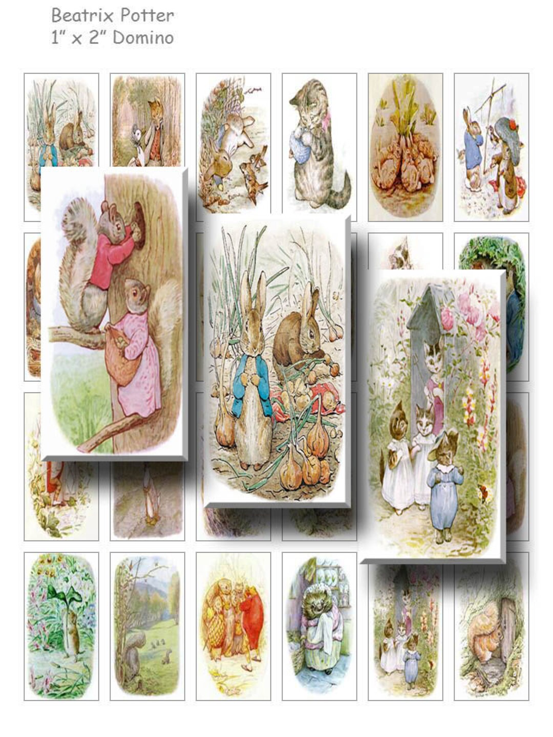 Beatrix Potter Illustrations - Digital Collage Sheet - 1 X 2 Inch ...