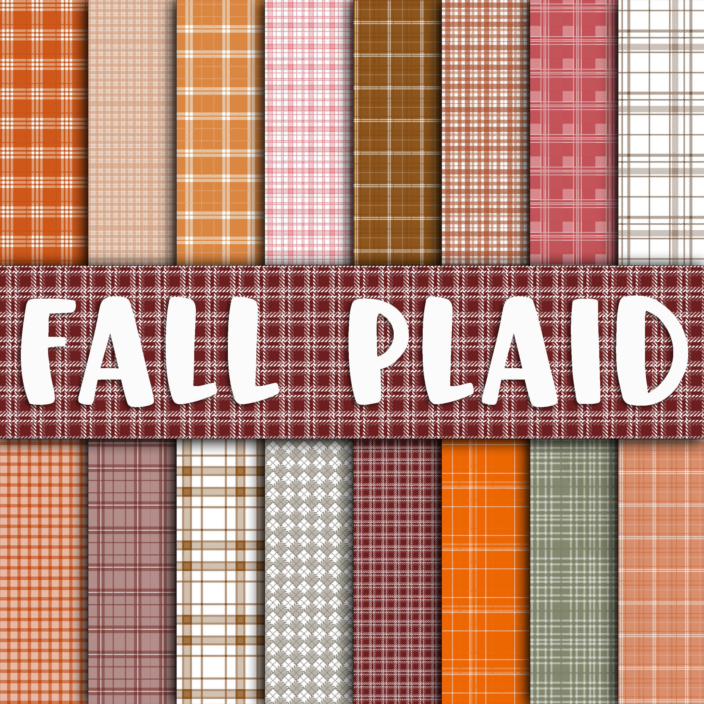 Fall Plaid Digital Paper Autumn Color Backgrounds 16 - Etsy