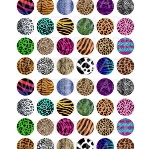Animal Print Medley - Digital Collage Sheet - 1 Inch Round Circles ...